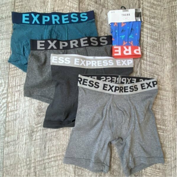 NEW EXPRESS MENS 4 PAIRS GRAY BLUE LOBSTER SPORT TRUNK BOXER BRIEFS ...