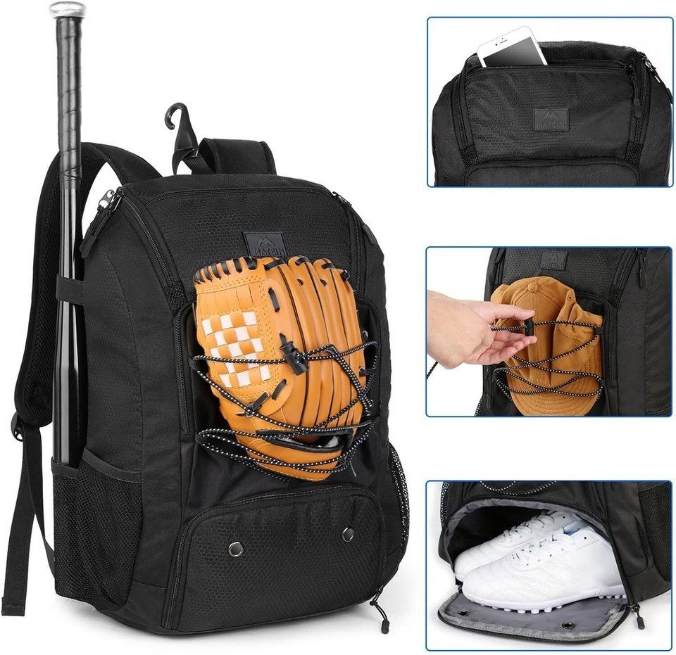 Baseball Bag Baseball Backpack with Shoe Compartment Softball Bat Bag ...