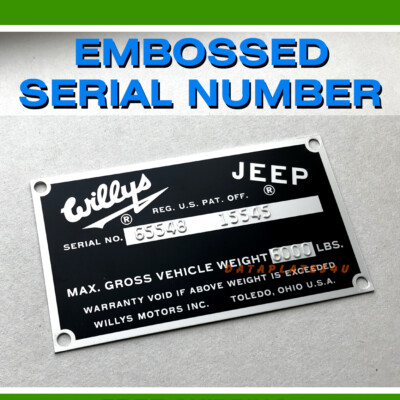WILLYS JEEP FC-150 170 PLATE STATION WAGON PICK UP DATA TAG | eBay