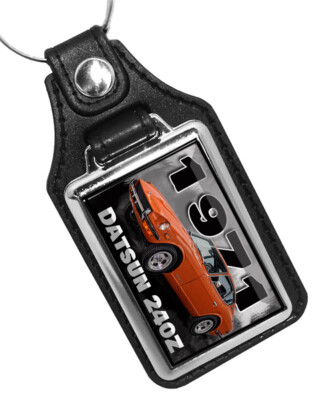 1971 Orange Datsun 240Z Classic Sports Car Faux Leather Style Key Ring ...