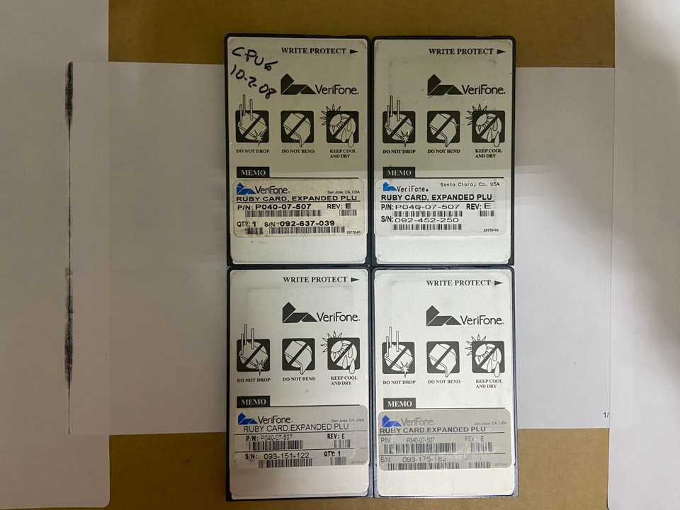 Lot of 4 Used VeriFone Ruby Card Software P040-07-507 with HPV-20 | eBay
