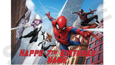 SPIDER MAN, RECTANGLE PERSONALISED Edible Cake TOPPER Costco, Asda cake ...