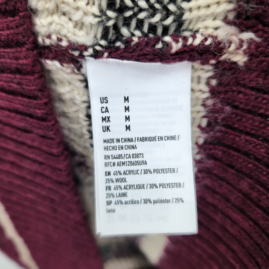 American Eagle Womens Sweater Beige Maroon Aztec Southwestern Wool ...