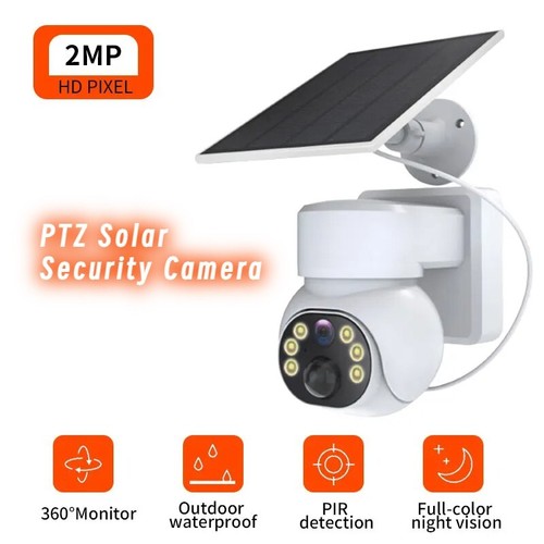 Full Color Solar Wireless Surveillance Camera PTZ Intercom CCTV ...