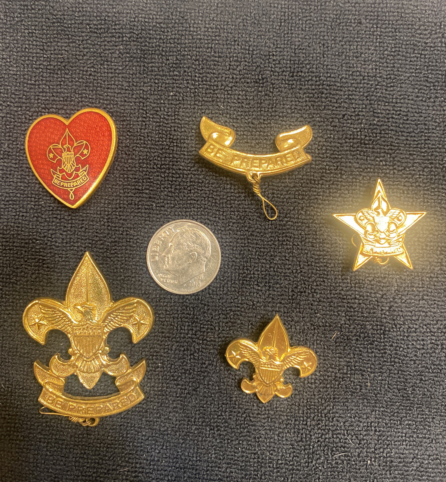 5- Vintage Boy Scouts of America pins Eagle gold tones Red Heart | eBay