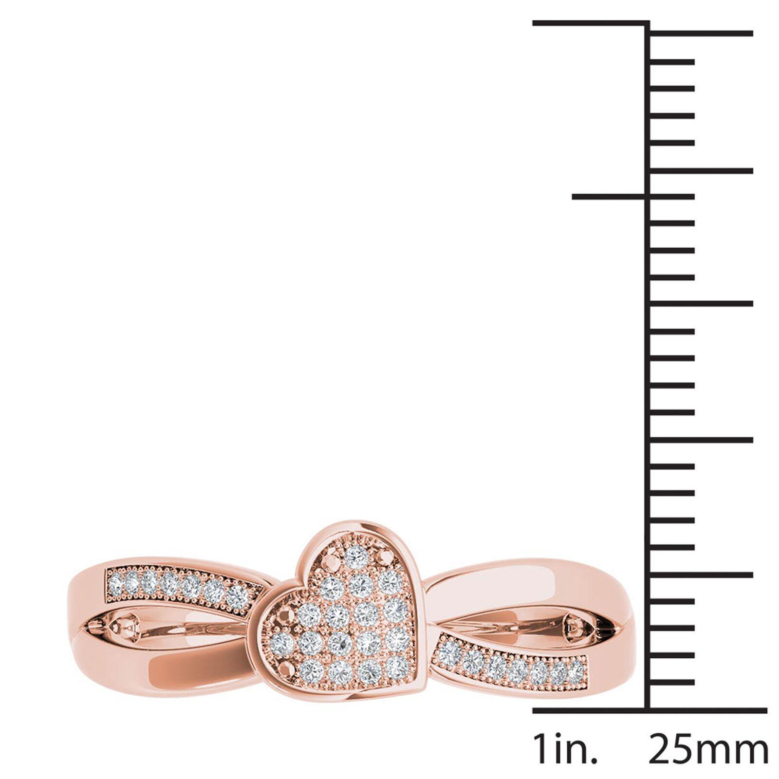 10k Rose Gold 0.1Ct Diamond Heart Engagement Ring Sz 7.5 Clarity I2 ...