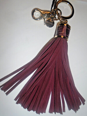 LARGE TASSEL Brahmin PORT SONNET Burgundy Purple Red KEY RING BAG CHARM ...