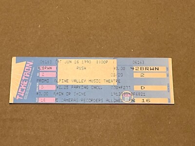 RUSH June 16 1990 Alpine Valley Music Theatre Pair Unused Concert ...