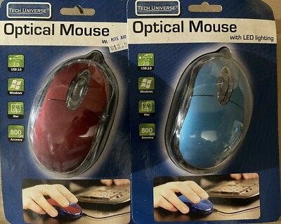 2 New Led light up usb wired optical mice mouse laptop computer ...