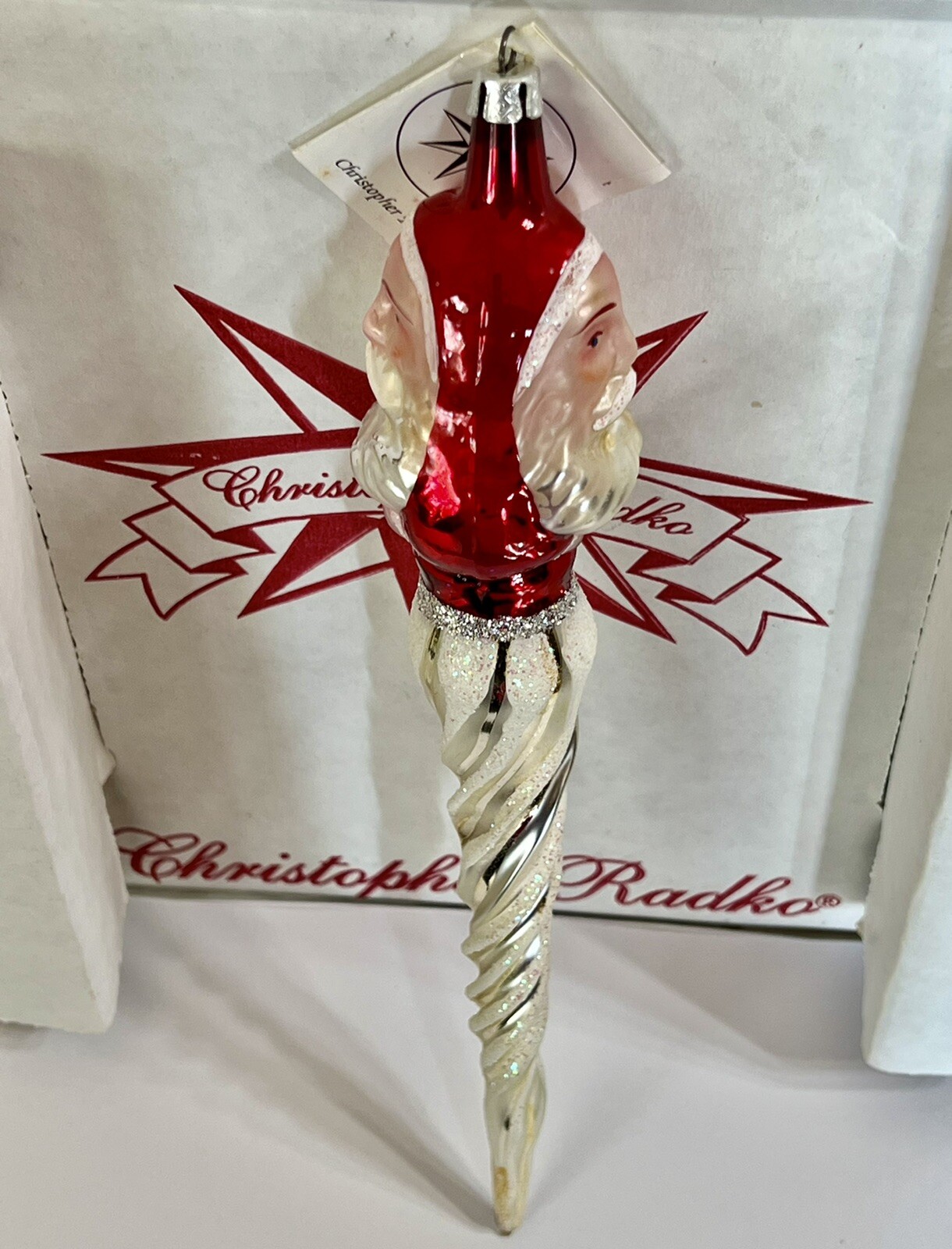 Radko ST NICKCICLE Spiral Icicle 10” Ornament 92-107 Santa Claus 2 ...