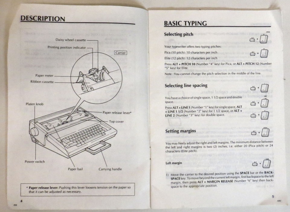 Original Brother AX-110 Electronic Typewriter User Guide | eBay