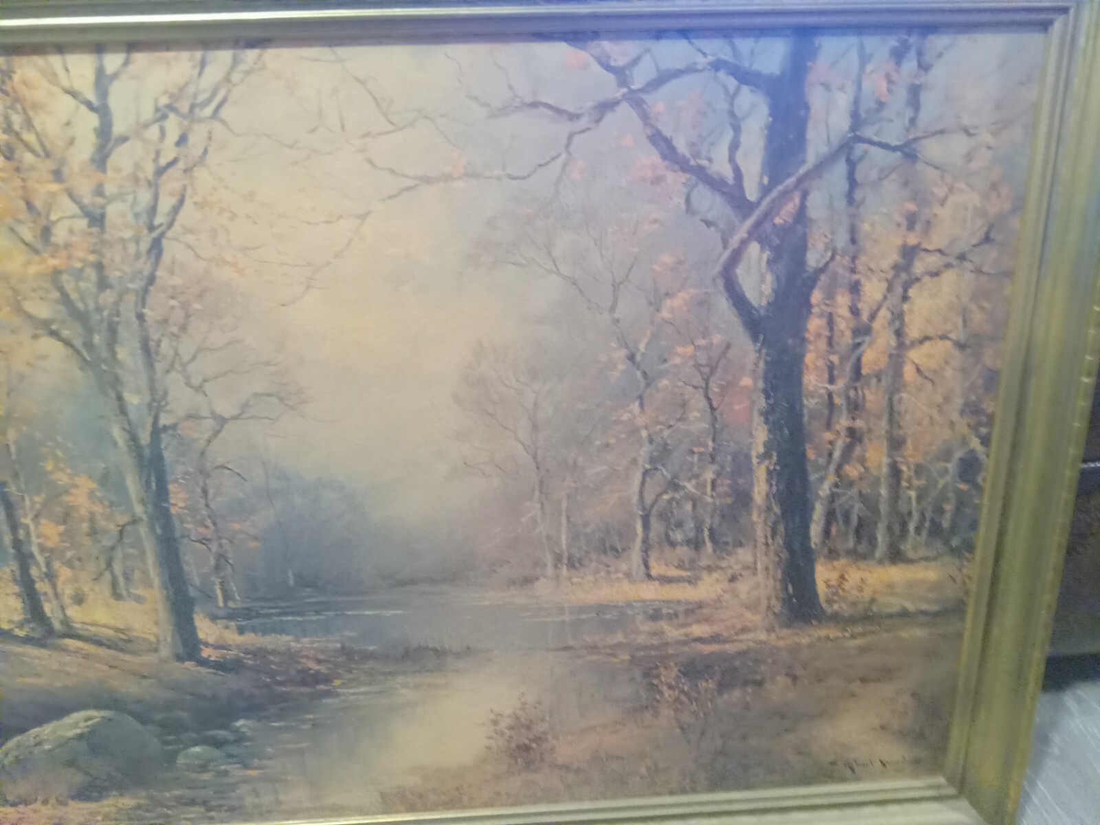 ROBERT WOOD OCTOBER MORN OIL PAINTING, PRINT,COPY 1956 36" BY 25" ORIG ...