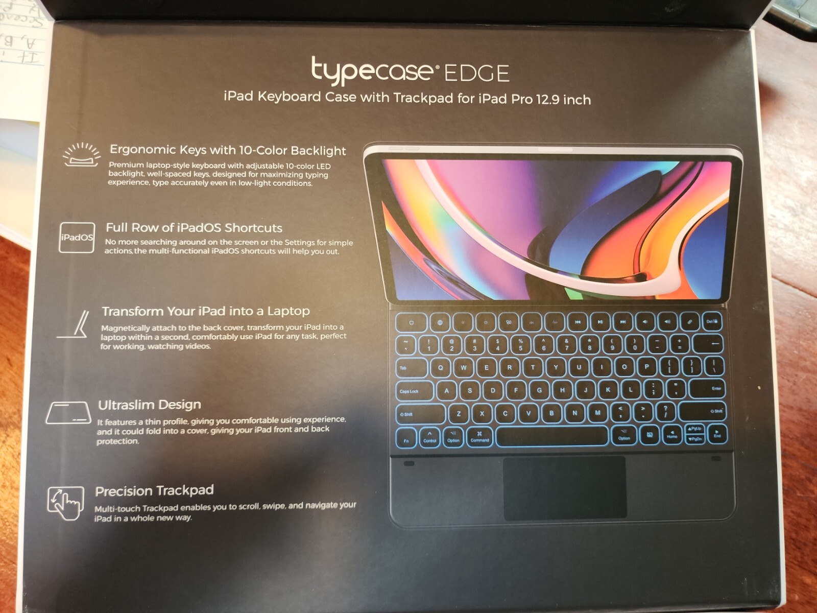 Typecase Edge Black iPad Keyboard Case With Trackpad For iPad Pro 12.9 ...