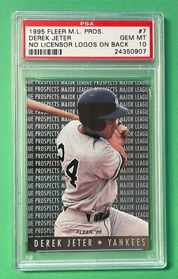 1995 FLEER PROSPECTS DEREK JETER NO LICENSOR LOGOS ON BACK #7 PSA 10 ...