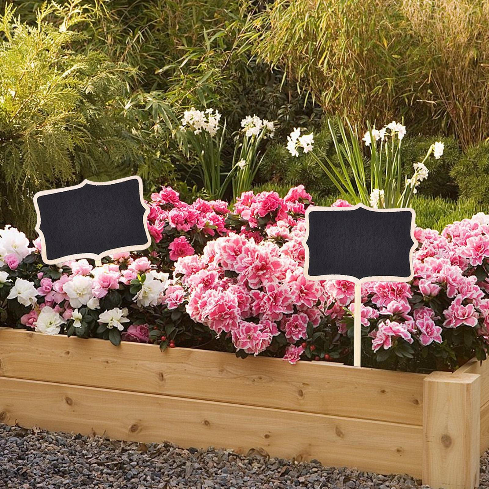 10PCS Wooden Plant Name Sign Labels Small Blackboard Garden Greenhous ...