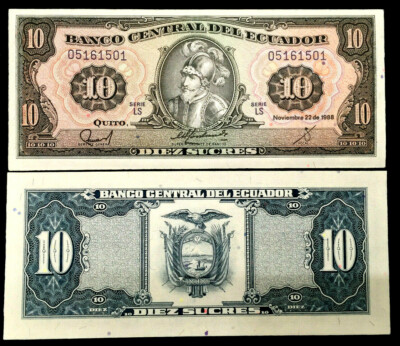 Ecuador 10 Sucres 1988 Banknote World Paper Money UNC Currency | eBay
