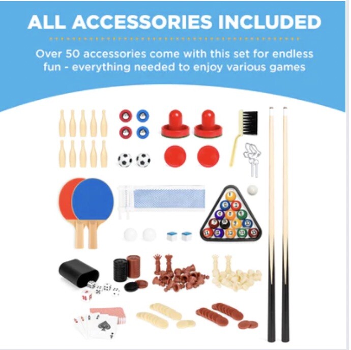 10-in-1 Combo Game Table Set w/ Pool, Foosball, Ping Pong - 2ft x 4ft ...