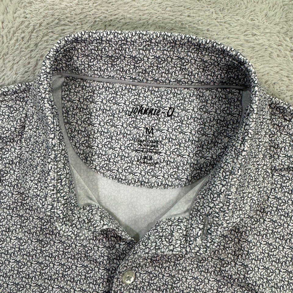 Johnnie O Mens Medium Golf Polo Shirt Short Sleeve Horseshoe Print UPF 50 Casual | eBay UK