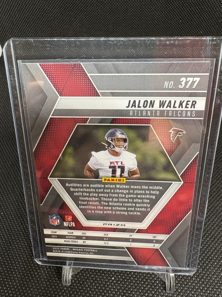 2025 Mosiac - Jalon Walker #377 Red & White Stripe Prizm Atlanta ...