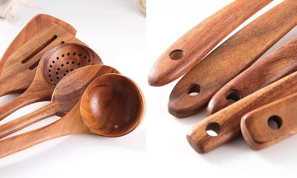 Wooden Serving And Cooking Spoons Wood Brown Spoons Kitchen Utensil Set ...