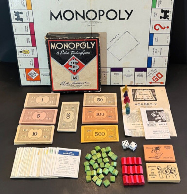 Vtg 1941-46 WW2 Era MONOPOLY Game Wooden Tokens Hotels & Houses Black #6 RARE | eBay