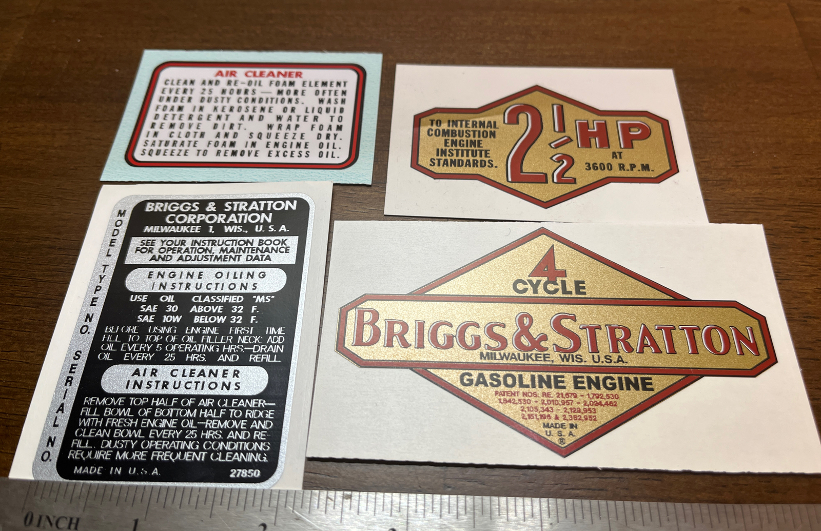 Briggs & Stratton Engine Decals, 2 1/2 HP Horizontal With B&S Foam ...