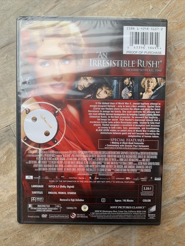 Black Book (DVD 2007) Carice Van Houten A Paul Verhoeven - NEW - Sealed ...