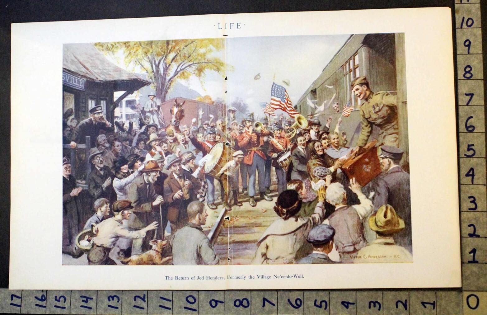 1919 MILITARY WWI SOLDIER HOMEFRONT RAILROAD VICTOR C ANDERSON ART ...