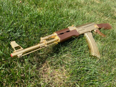 Non Firing Solid Golden AK-47 Toy Rifle Full Size Cosplay Costume Film ...