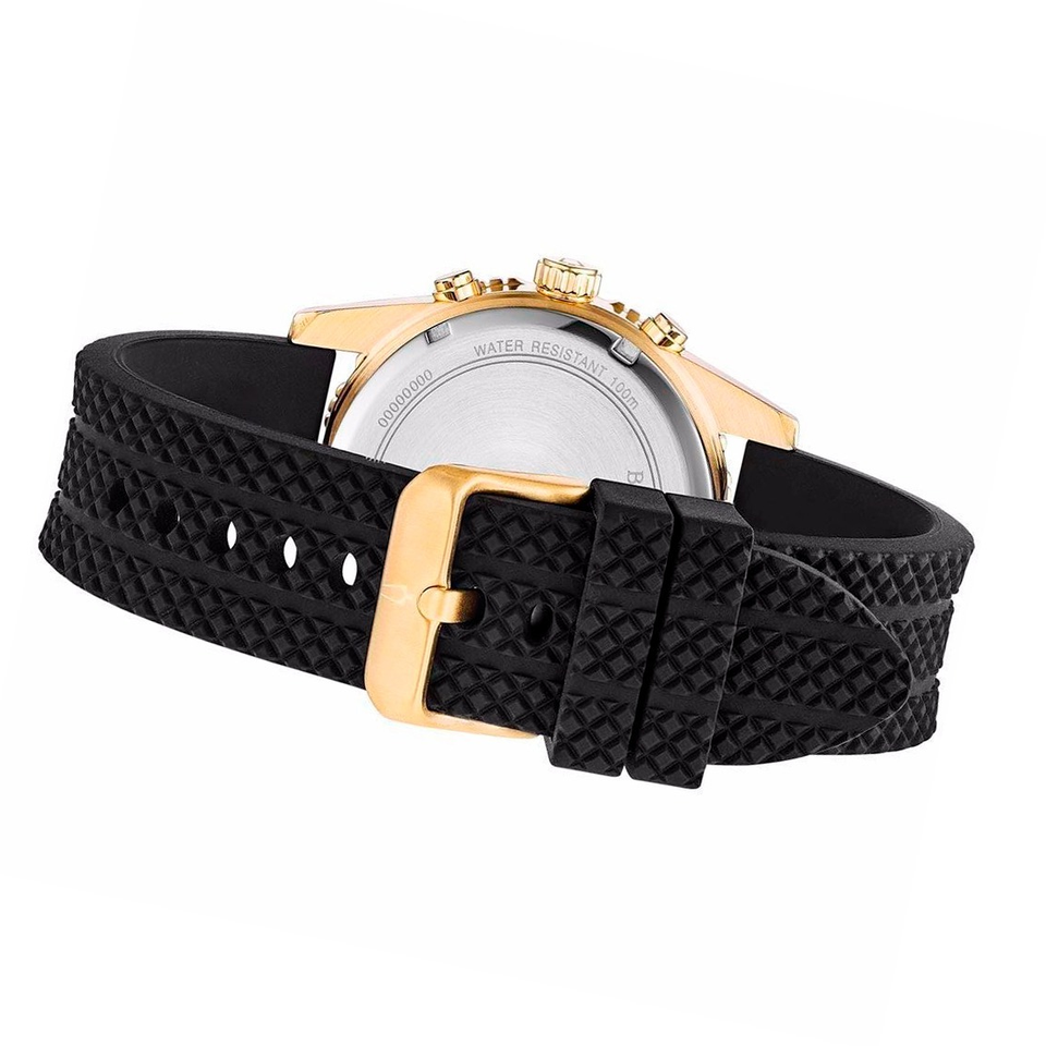 Bulova Men's Classic Chronograph Luminous Quartz Black Rubber Watch 44 ...