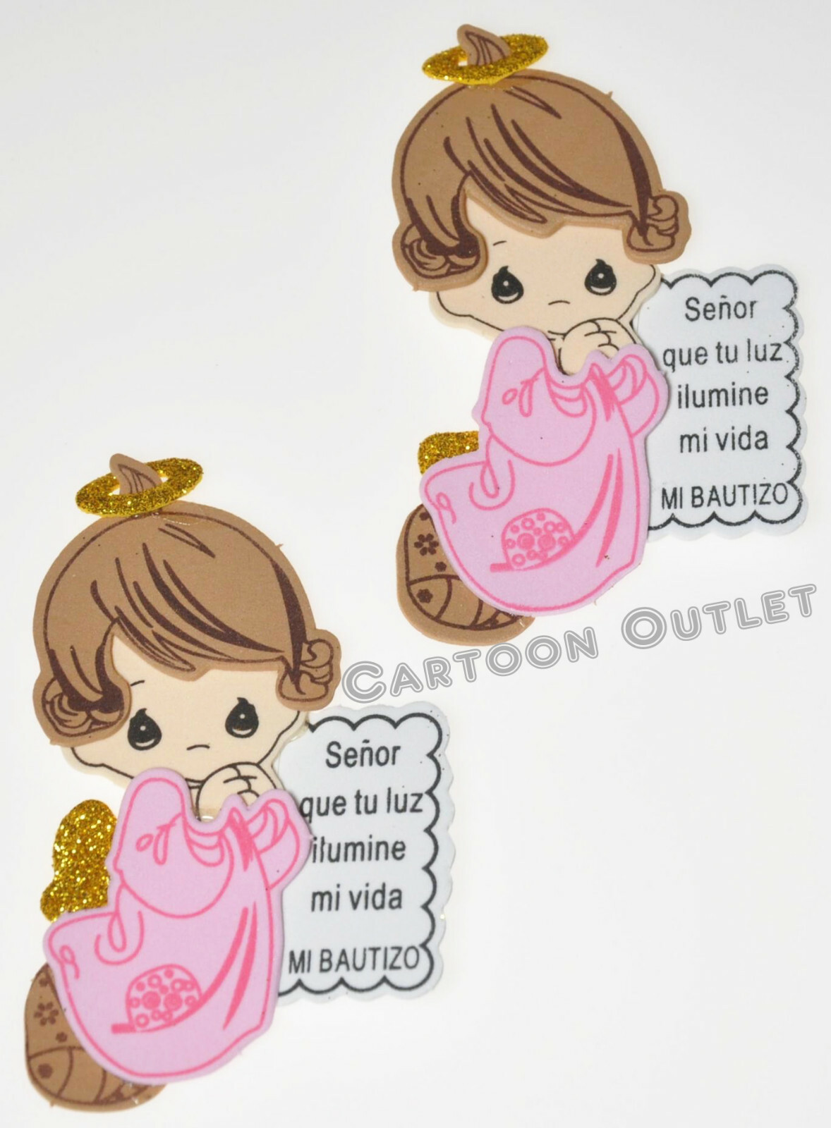 10 pc PINK FOAM ANGELS BAPTISM DECORATION CENTERPIECE RECUERDOS BAUTIZO ...