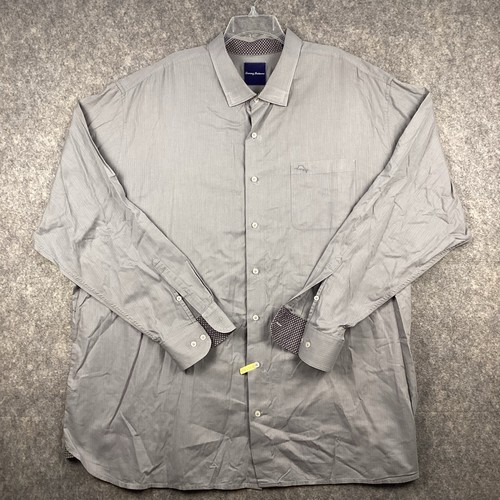 Tommy Bahama Capeside Herringbone LS Shirt Pebble Gray Size 3XT 3XL ...