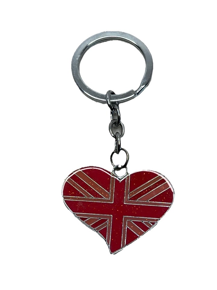 Union Jack UK Flag Pink Glitter Keychain Keyring Bling Heart Shape | eBay
