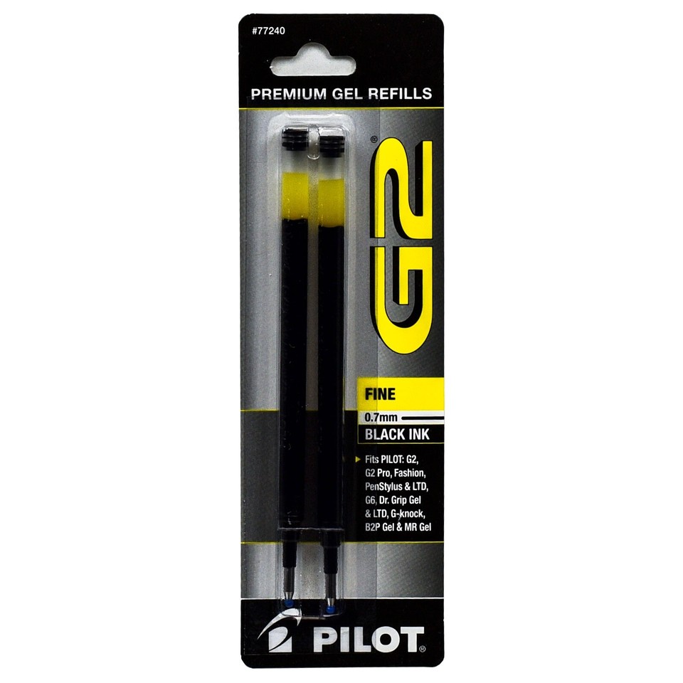 Pilot 77240 G2 Refills, 0.7mm Fine, Black Gel Ink, 6 Packs of 2 Refills ...