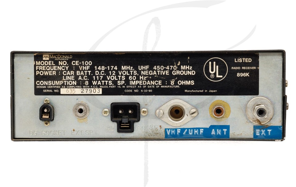 Vintage MacDonald CE-100 Base Station Scanner VHF 148-174MHz UHF 450 ...