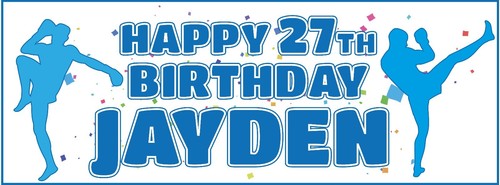 2 PERSONALISED KICK BOXING BIRTHDAY BANNERS - KICK BOXER - ANY NAME ...