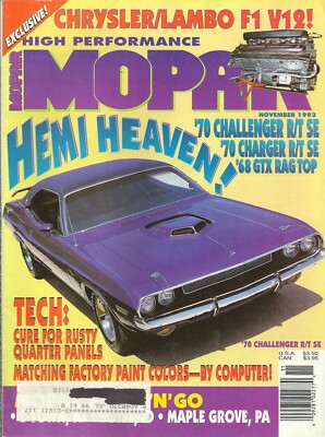 High Performance Mopar magazine November 1993 excellent condition Dodge ...