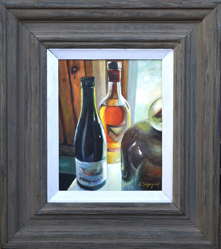 Still Life with Wine Bottles – Original Oil Painting A. Styczynski ...
