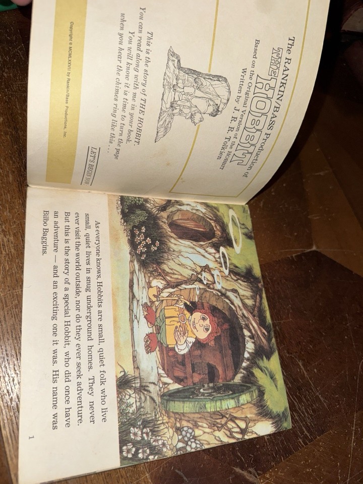 1977 The Hobbit Read-Along Book By Tolkien - SEE HEAR READ ~ Book Only ...