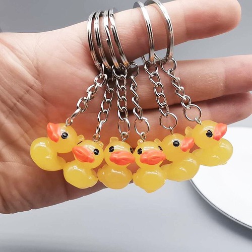 Women Cute Lovers Rubber Keychains Car Keyring Key Chain Little Yellow ...