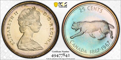 PCGS PR65CAM 1967 Canada Quarter Toned | eBay