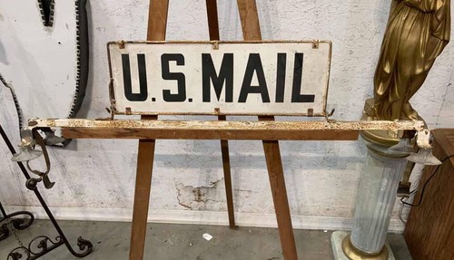 Vtg US MAIL post office postal service CAR TOPPER DELIVERY METAL SIGN W ...