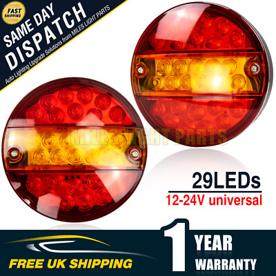 5.5" Rear Round Hamburger LED Tail Lights Lamp Flush 12V-24V Dynamic ...
