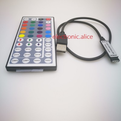 USB RGB Controller 5V 24V 44Keys IR Remote Controller Led Dimmer for 5V ...