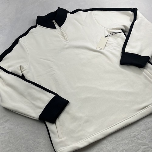NEW Swet Tailor 1/4 Zip L Black White Stretch Microfleece Slalom Stripe ...