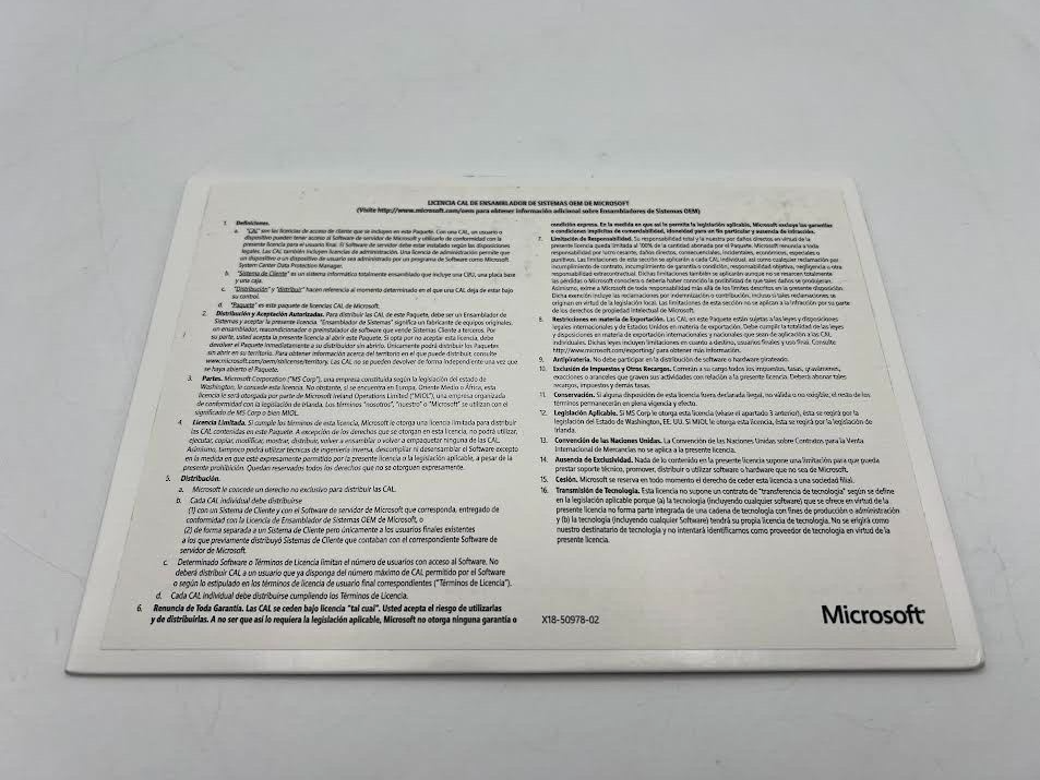 Windows Server Cal 2019 Spanish 1PK DSP OEI 5 CLT Device Cal R18-05840 ...