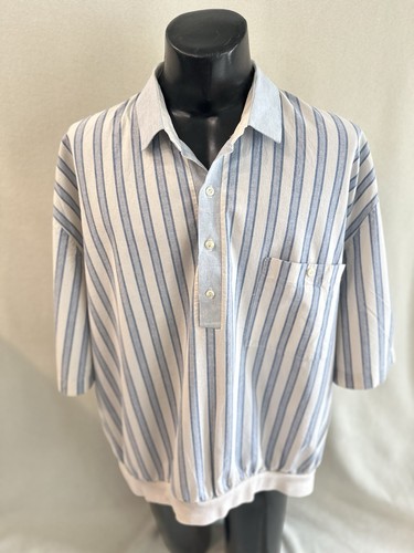 Alan Stuart Shirt Men’s 3XLT Blue Striped Short Sleeve Elastic Waist ...