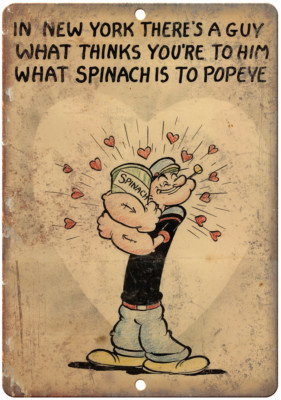 Popeye Spinach Vintage Love Letter Ad 12" x 9" Reproduction Metal Sign ...
