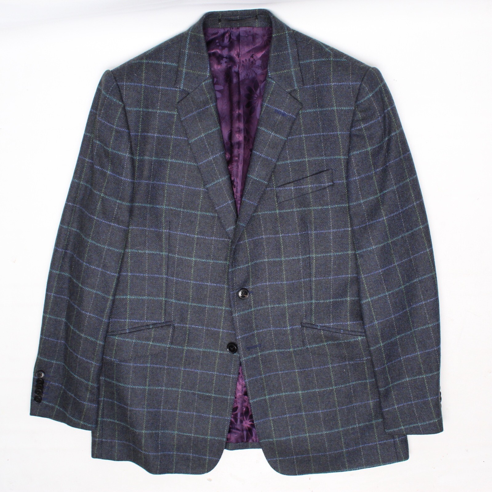 Duchamp Mens Tweed Hacking Jacket 42R Blue Green Plai… - Gem