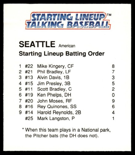 1988 Kenner Starting Lineup Talking Baseball Baltimore Orioles Seattle ...